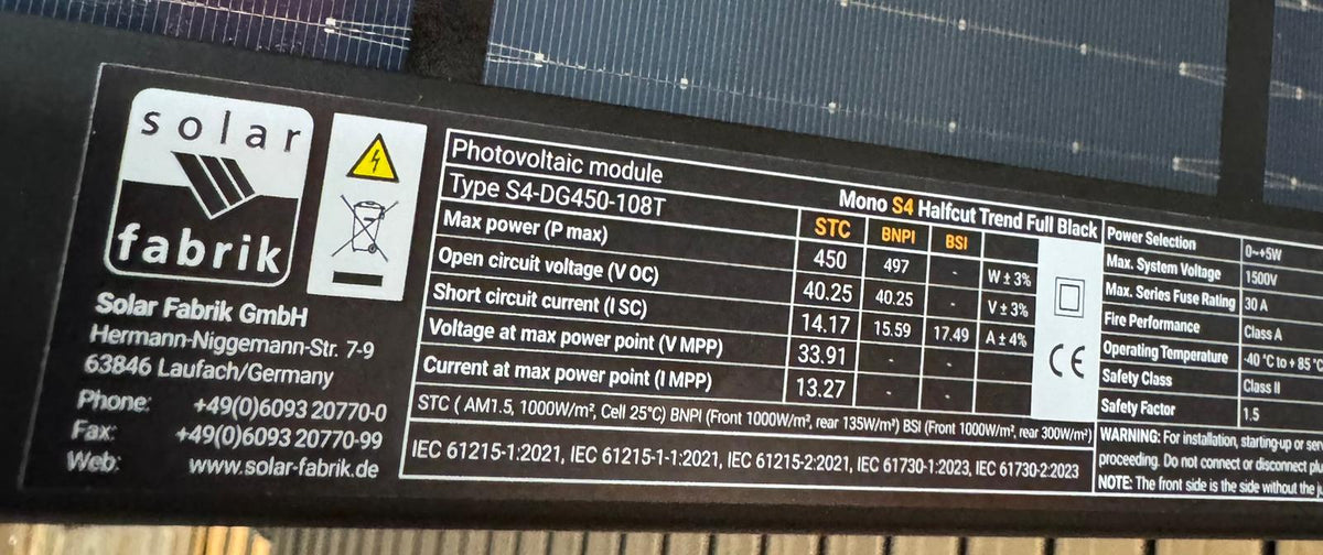 450W Solar Fabrik Mono S4 Halfcut | Trend Full Black Bifaziales Doppel